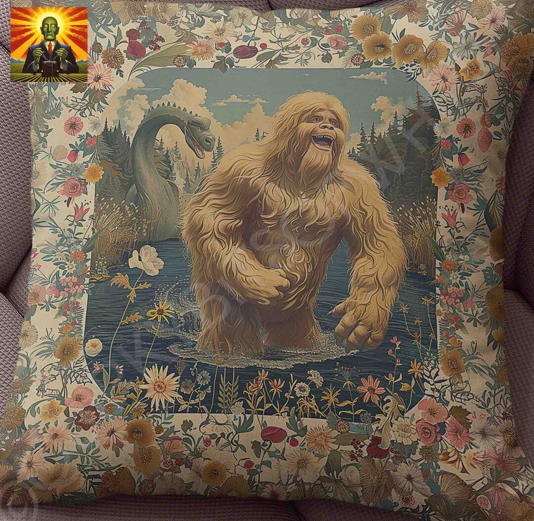 Bigfoot & Nessie Pillow, Full Pillow or Case Only, Spun Polyester or ...