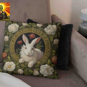 William Morris White Rabbit Pillow: Full or Case Only, Spun Polyester ...