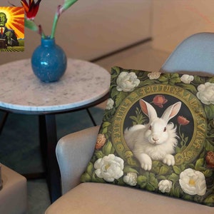 William Morris White Rabbit Pillow: Full or Case Only, Spun Polyester ...