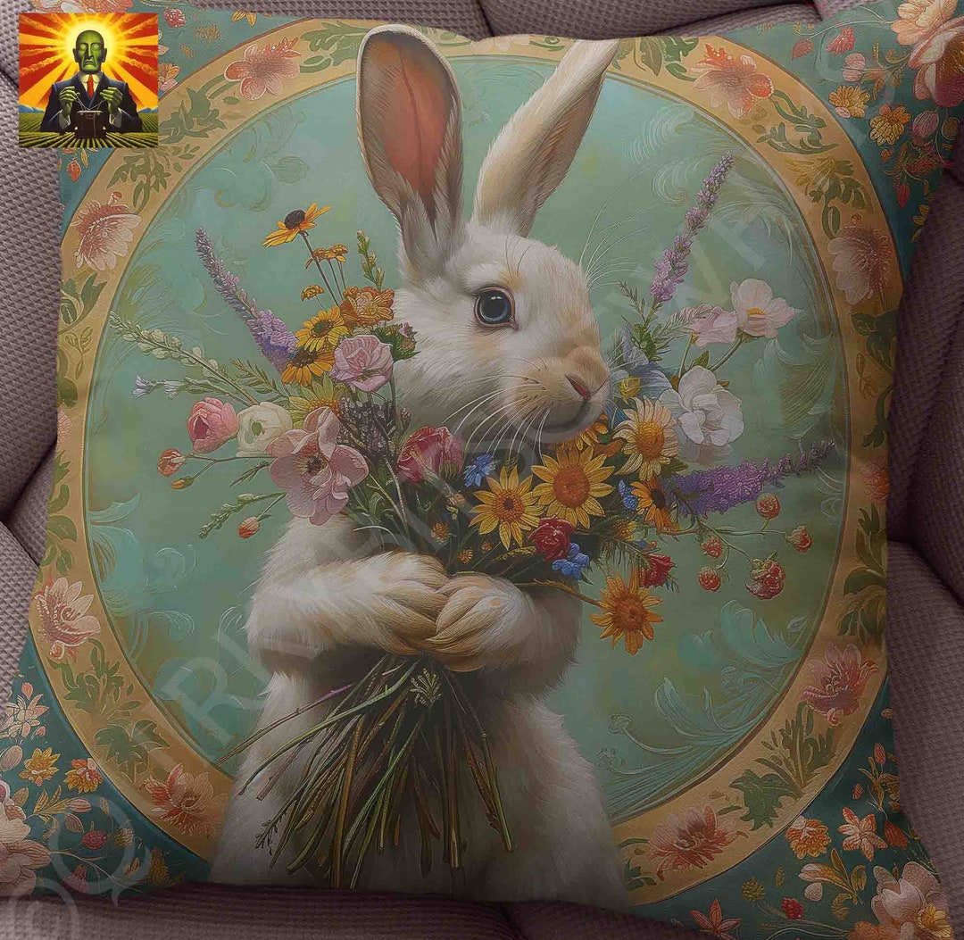 William Morris White Rabbit Pillow: Full or Case Only, Spun Polyester ...