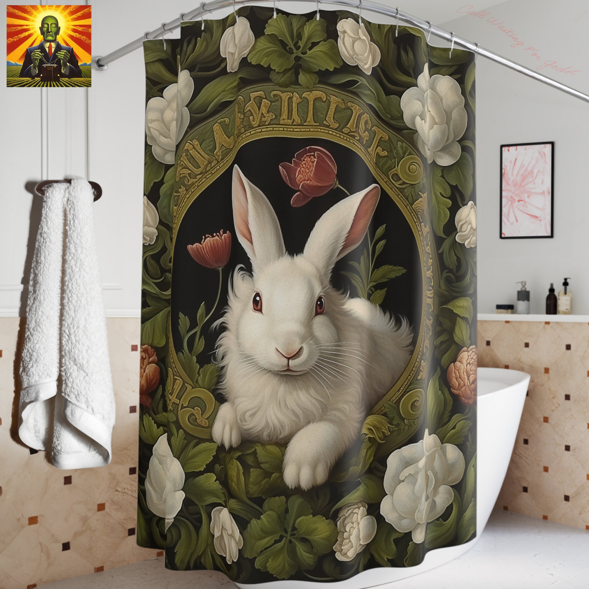 William Morris Rabbit Shower Curtain: Floral Bathroom Decor - Etsy