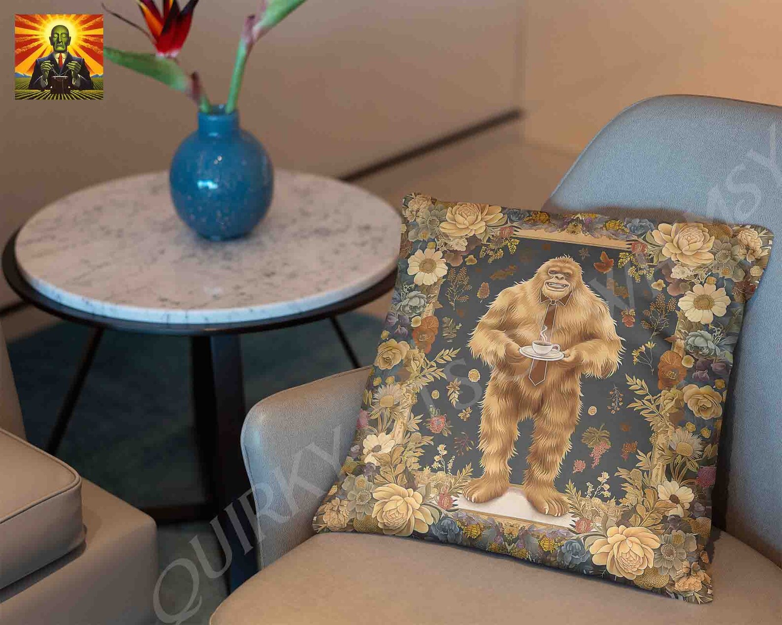 William Morris Bigfoot Coffee Pillow: Full or Case Only, Spun Polyester ...