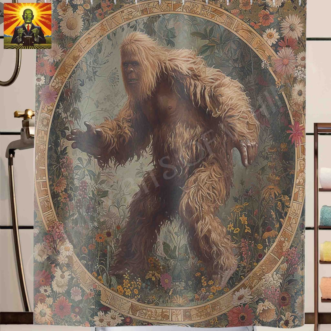 Bigfoot Shower Curtain, Funny Shower Curtain, Cryptid Bathroom, Weird ...