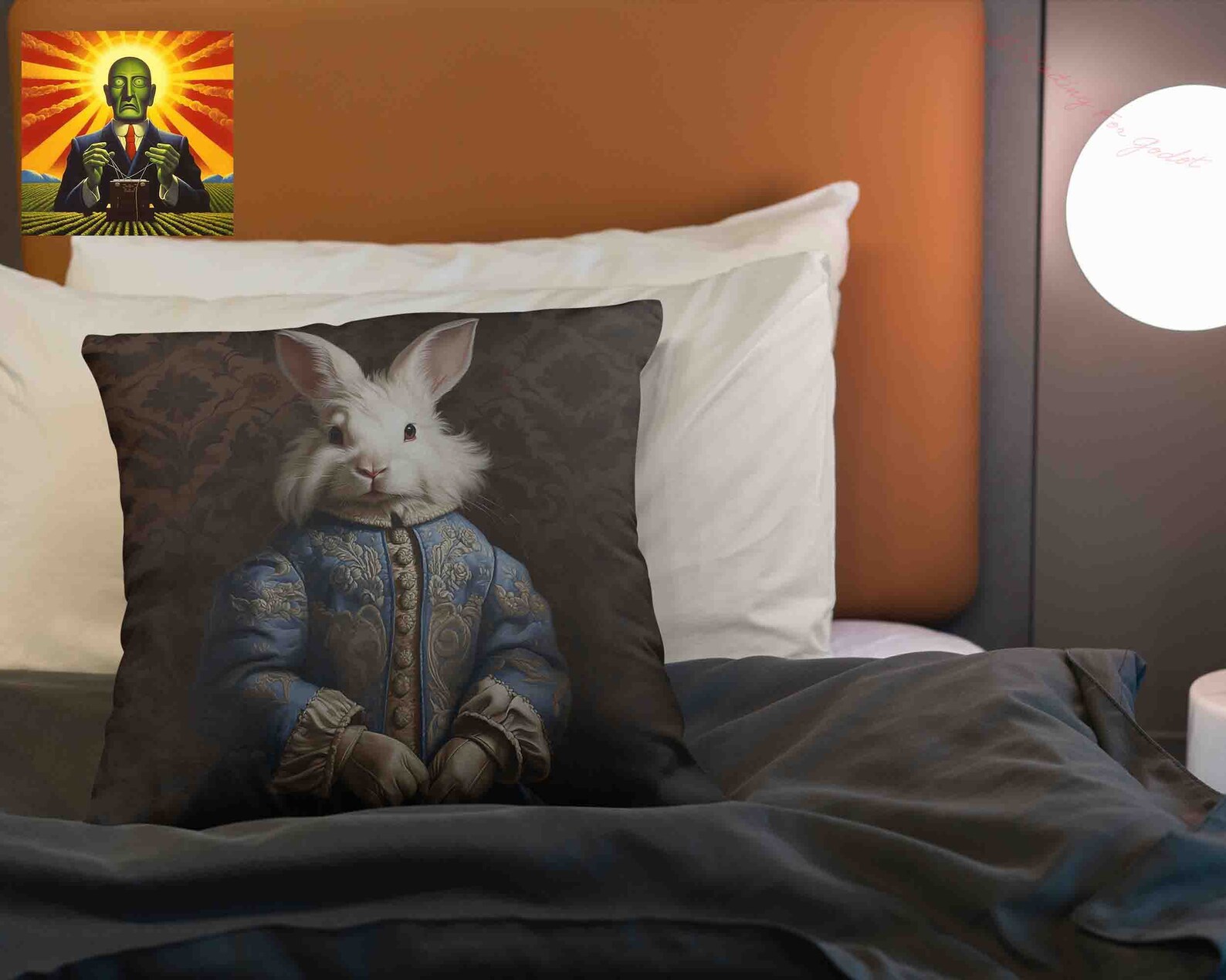 Elizabethan Rabbit Portrait Pillow: Full or Case Only, Spun Polyester ...