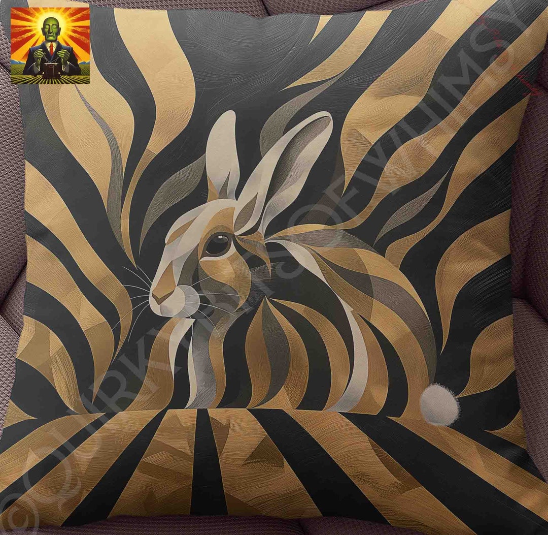 Art Deco Rabbit Pillow, Full Pillow or Case Only, Spun Polyester or ...