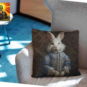 Elizabethan Rabbit Portrait Pillow: Full or Case Only, Spun Polyester ...
