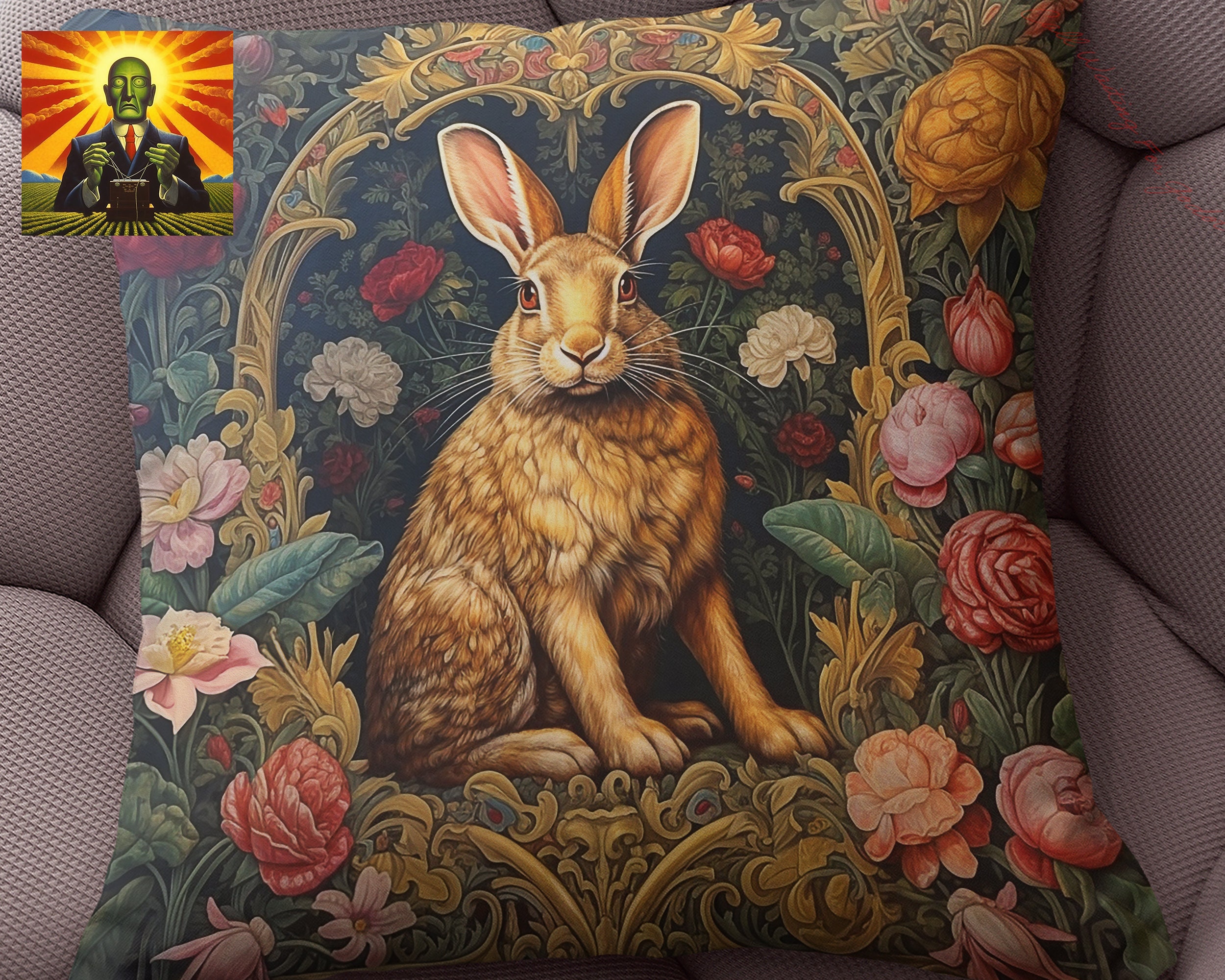 William Morris Floral Rabbit Pillow Full Pillow or Case Only - Etsy