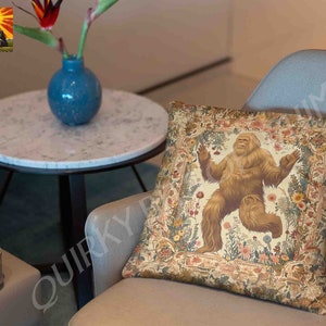 Happy Bigfoot Pillow: Full or Case Only, Spun Polyester or Faux Suede ...