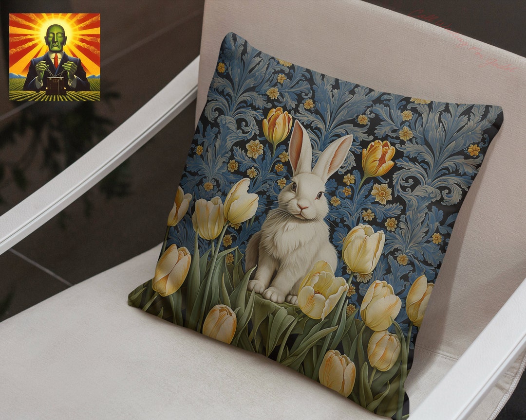 OUTDOOR William Morris Rabbit Pillow, Outdoor Pillow, Outdoor Throw ...