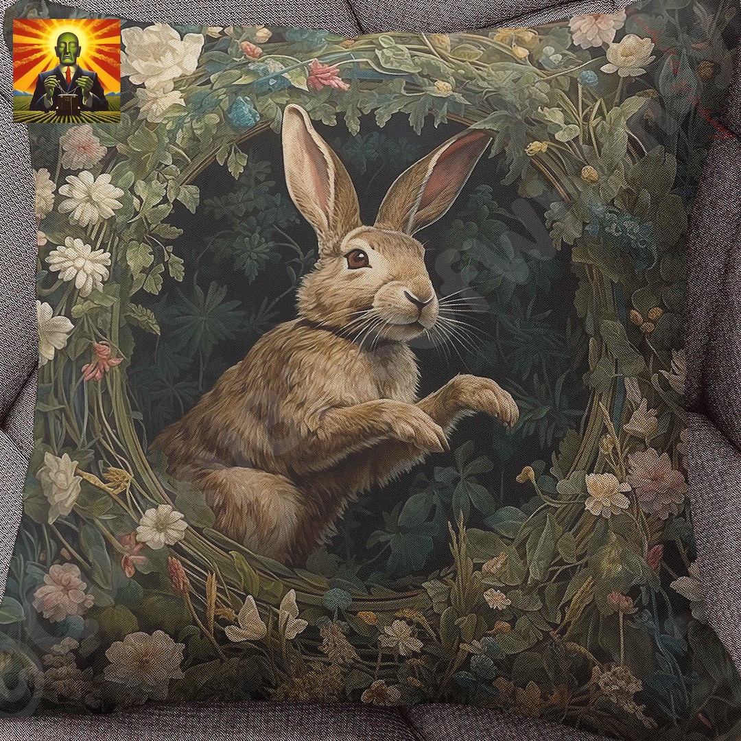 William Morris Rabbit Floral Pillow, Full Pillow or Case Only, Spun ...