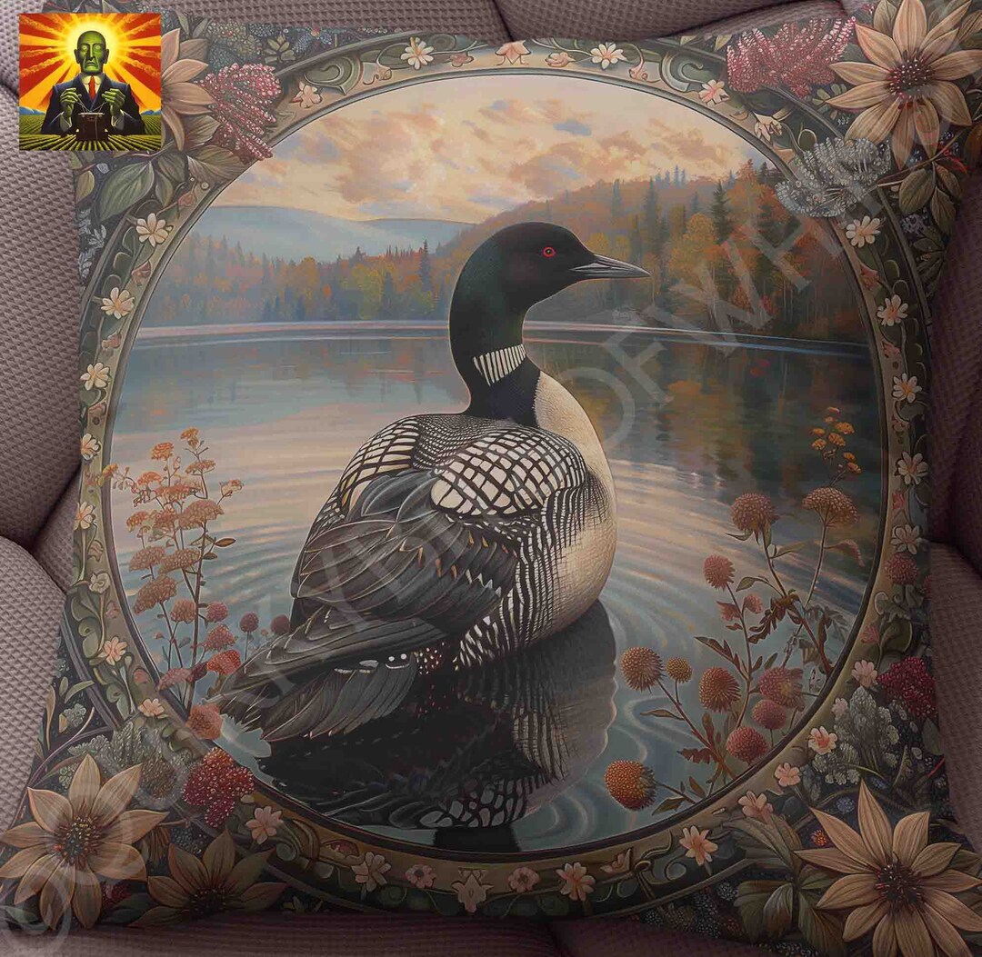 William Morris Common Loon Pillow: Full or Case Only, Spun Polyester or ...