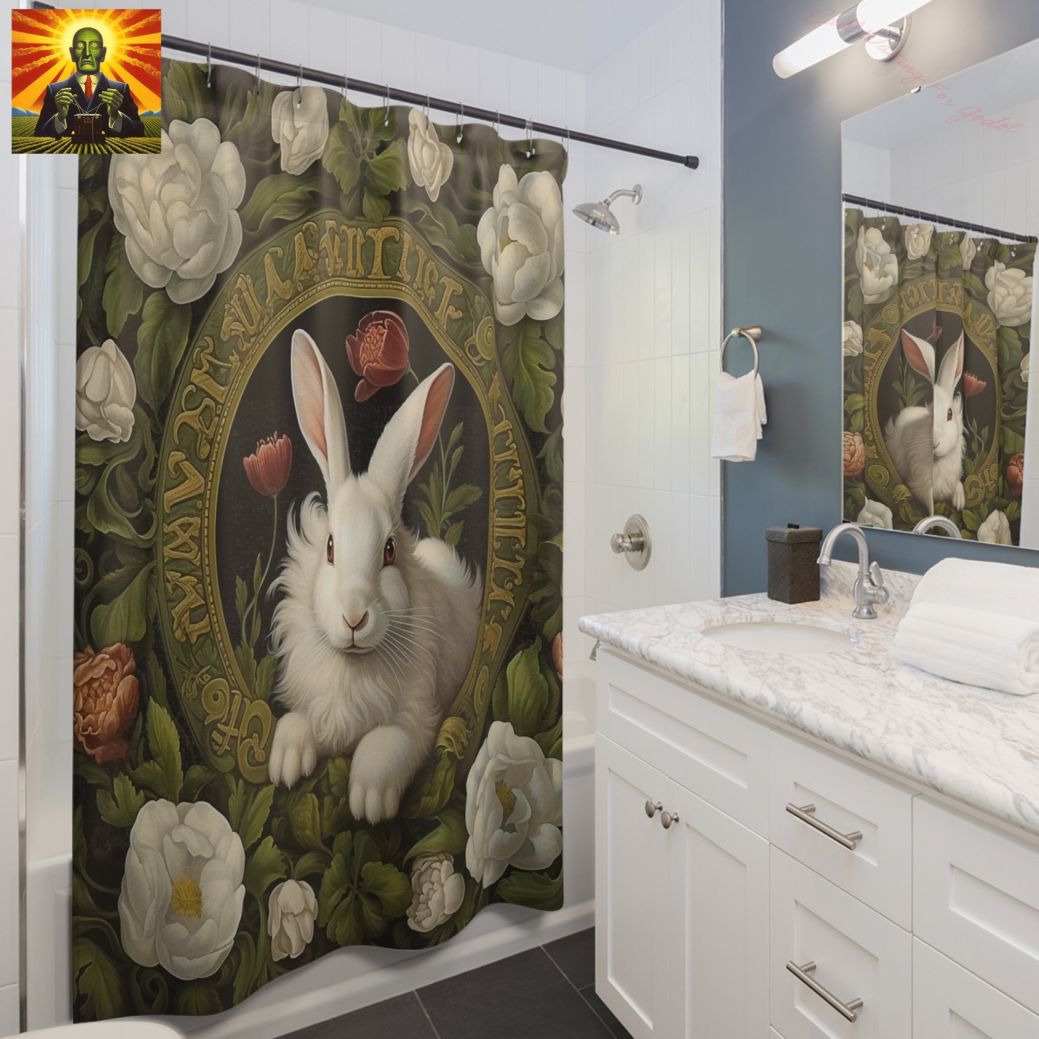 William Morris Rabbit Shower Curtain: Floral Bathroom Decor - Etsy
