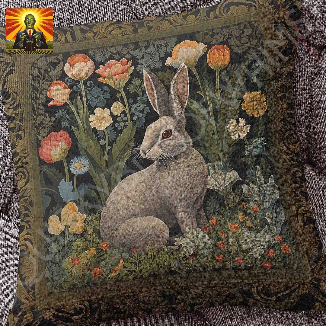 William Morris Rabbit Floral Pillow, Full Pillow or Case Only, Spun ...