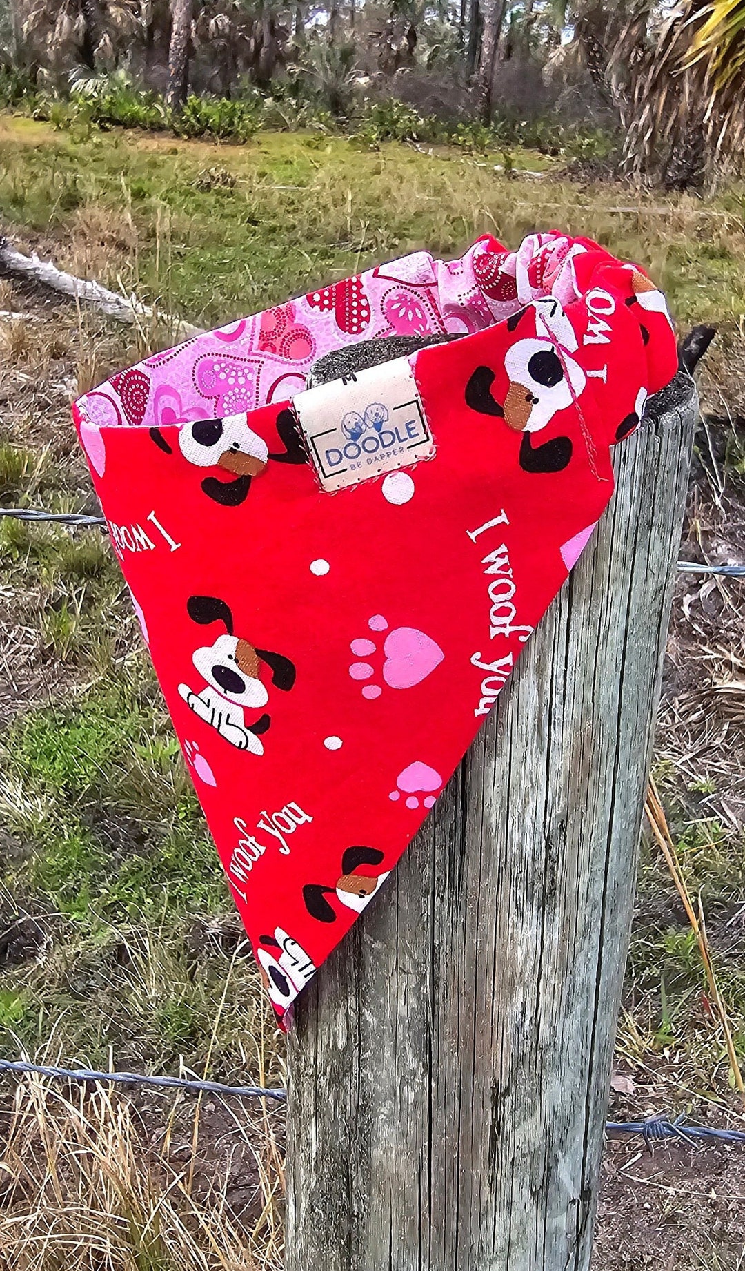 Dog Bandana I Woof You Valentines Day Scrunchie Neck Reversible - Etsy