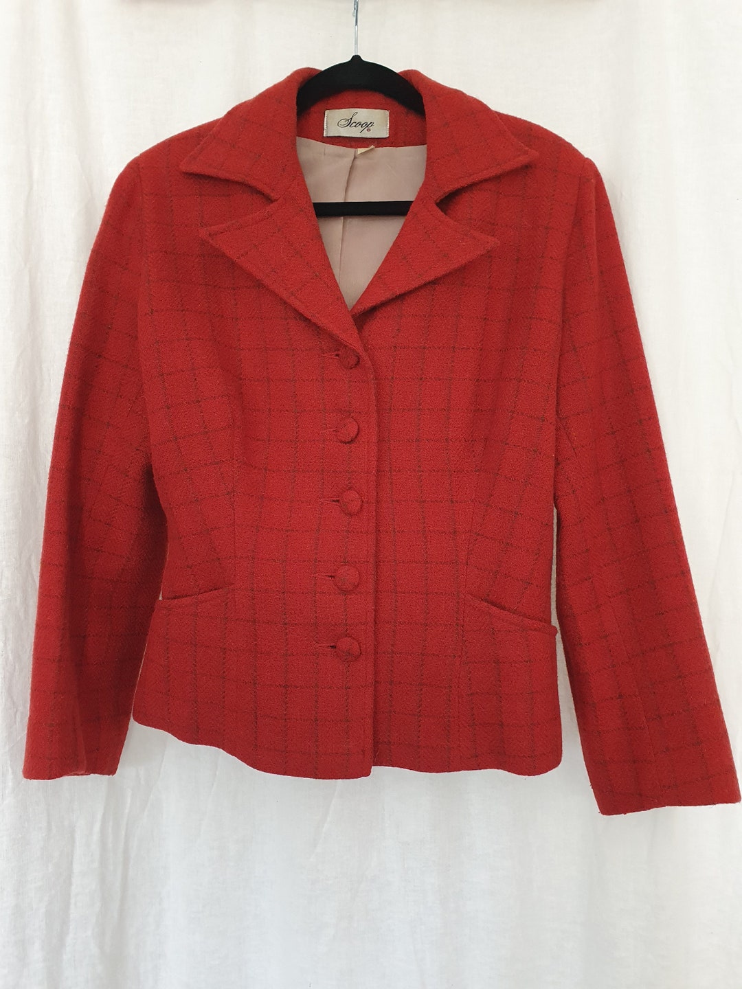 Checkered Red Vintage Blazer/jacket - Etsy