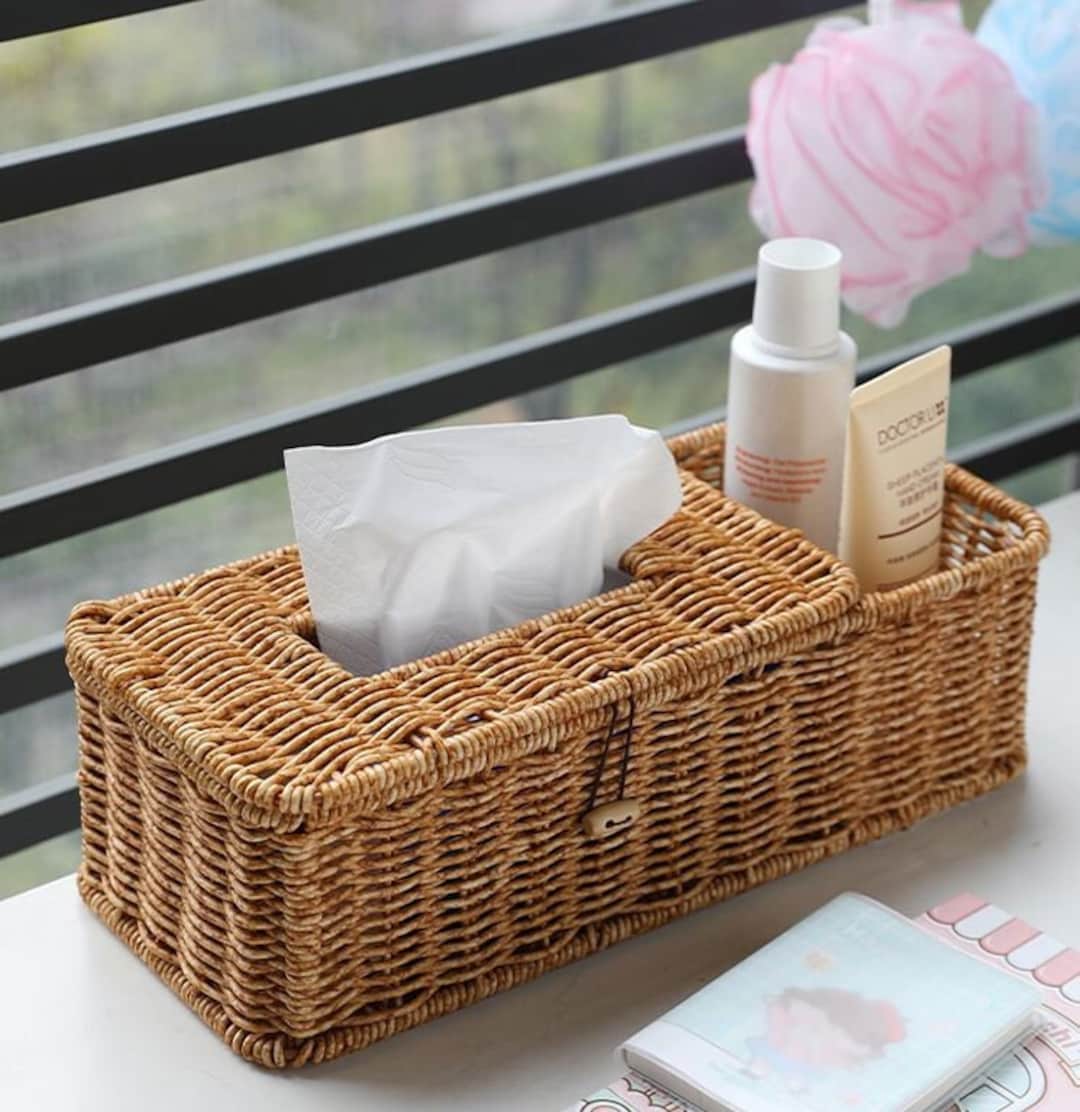 Wabi Sabi Rattan Woven Tissue Box Coverrattan Tissue Holder - Etsy