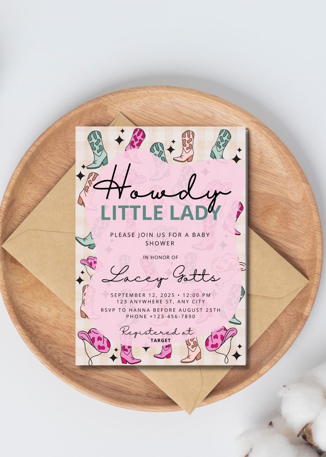 Howdy Little Lady Baby Shower Invitation Girl Western Cowgirl Theme ...