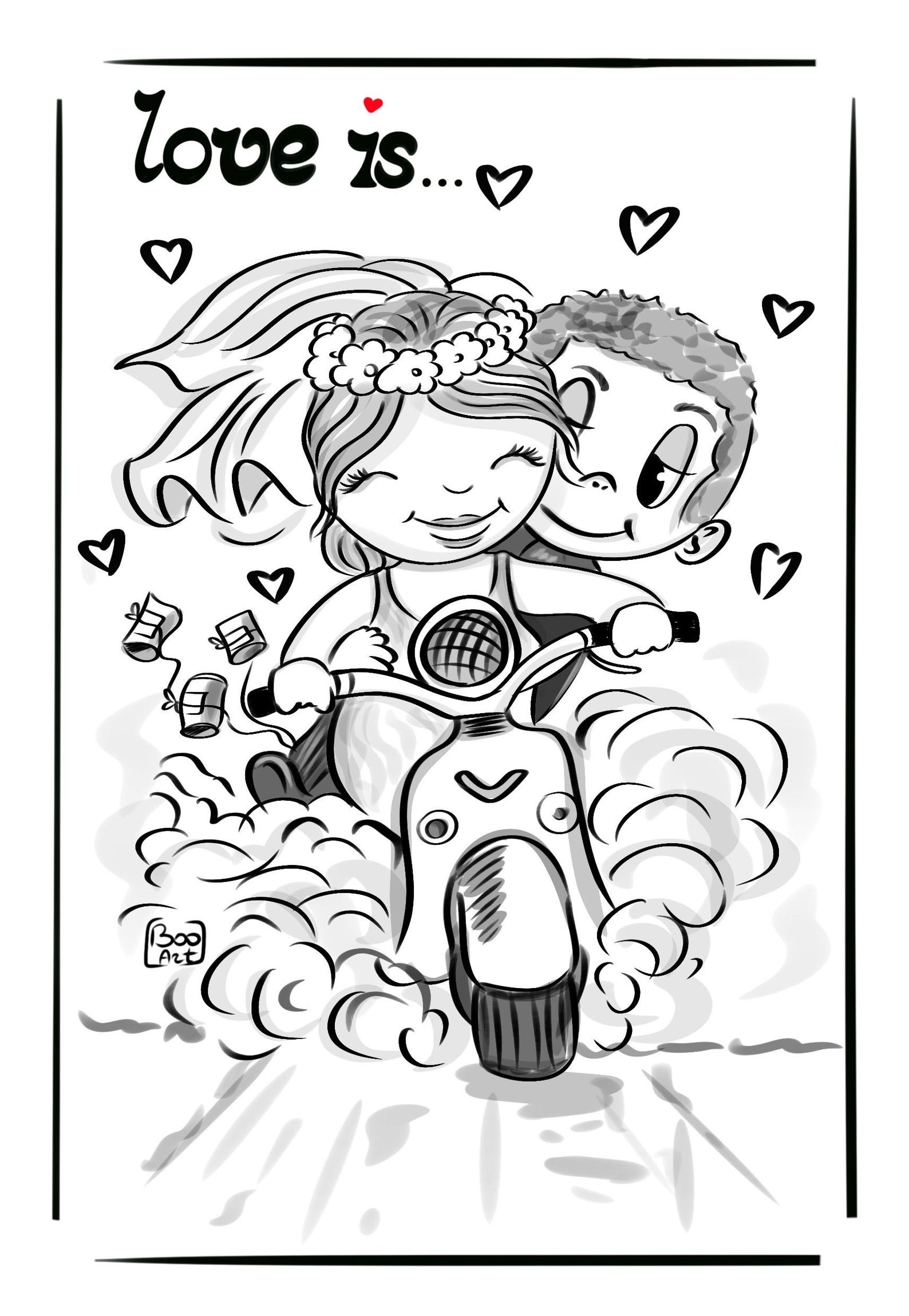 Personalized Couple Portrait: 'love Is...' Style Illustration (digital ...