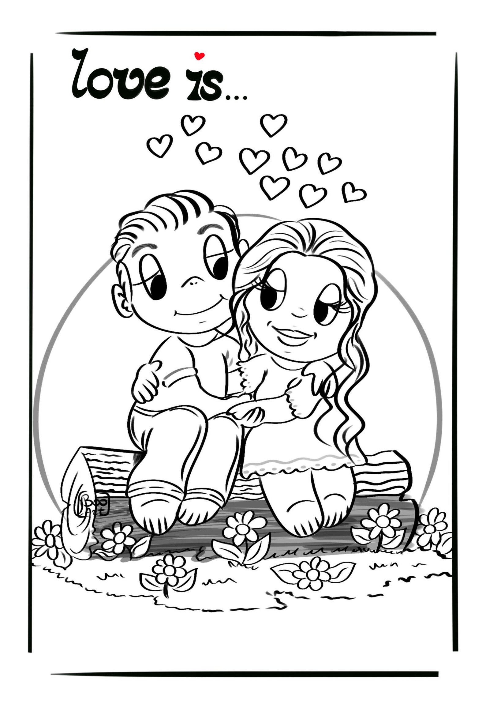 Personalized Couple Portrait: 'love Is...' Style Illustration (digital ...