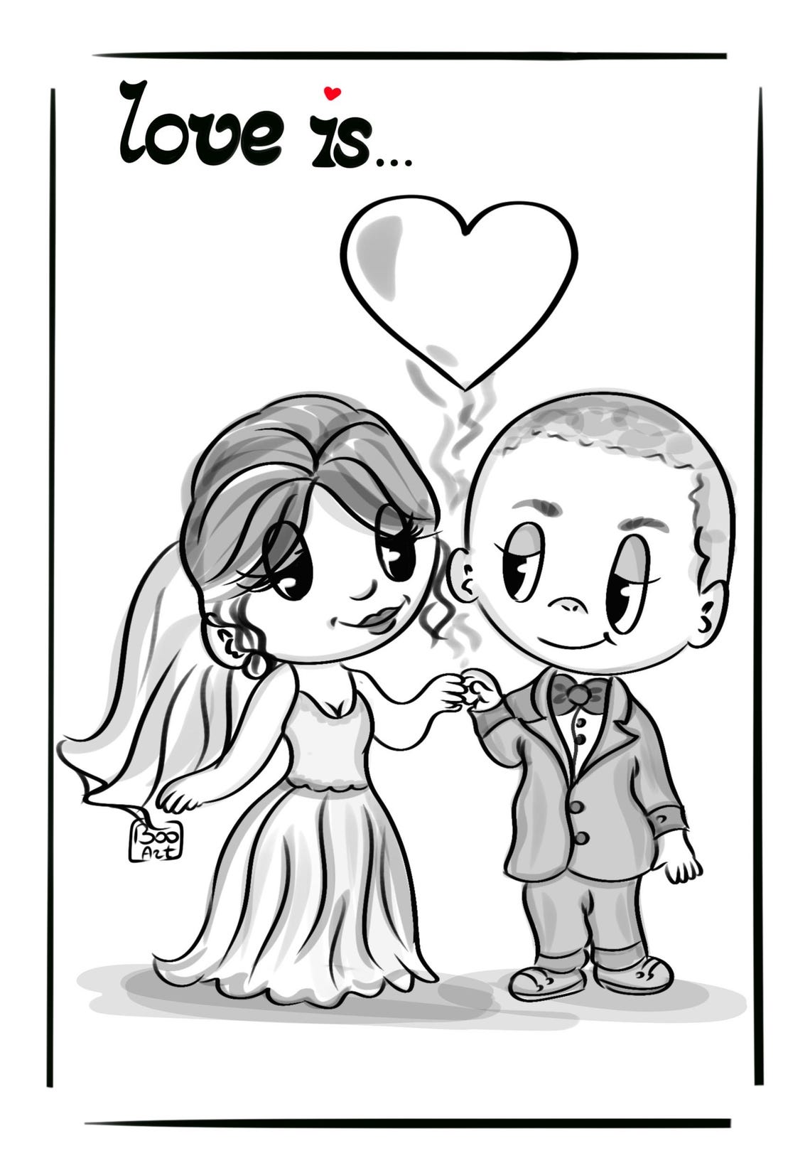 Personalized Couple Portrait: 'love Is...' Style Illustration (digital ...