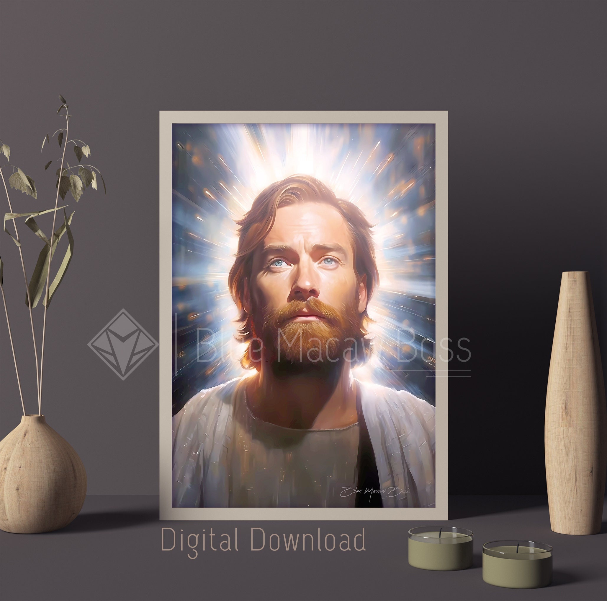 Obi-wan Jesus Wall Decor, Obi Wan Kenobi as Jesus Christ, Ewan Mcgregor ...