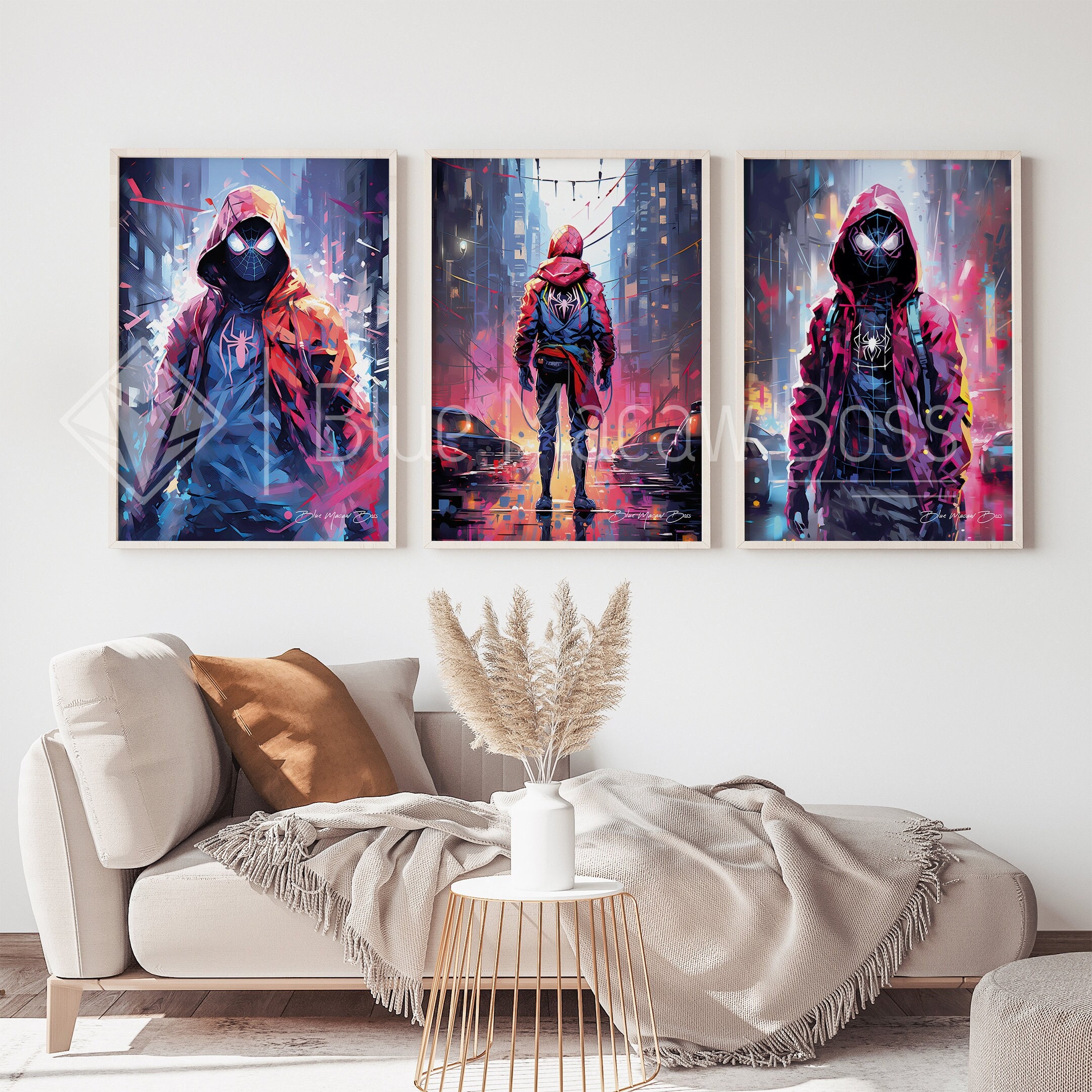 Multiverse Spider Man Miles Morales Set of 3 Art Prints V1, Spider-man ...