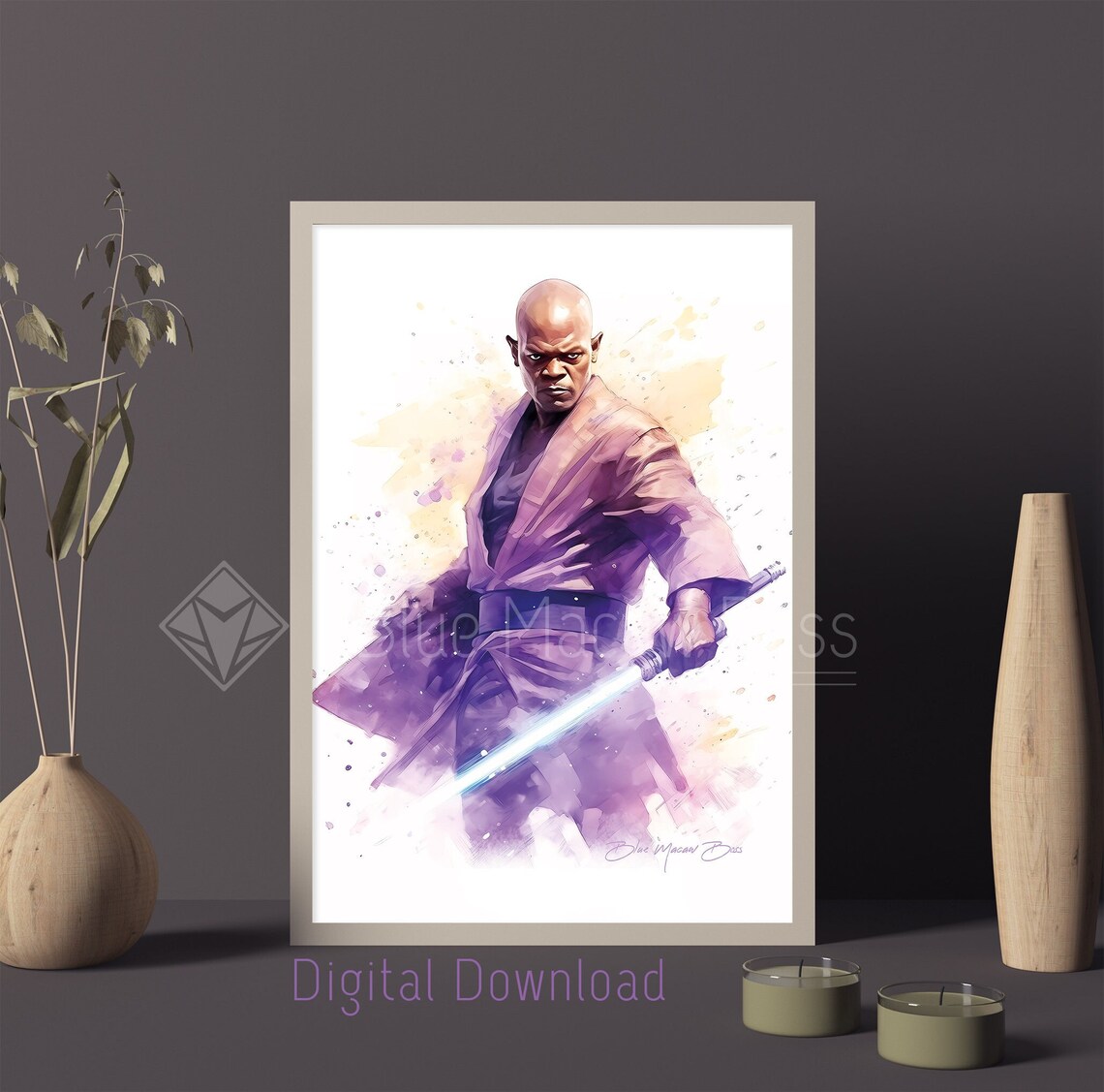 Master Windu Wall Decor V2 Star Wars Printable Wall Art Jedi Master ...