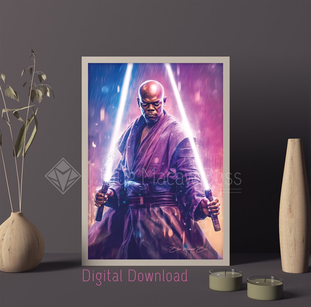 Master Windu With Two Lightsabers V2 Wall Decor Star Wars Printable ...