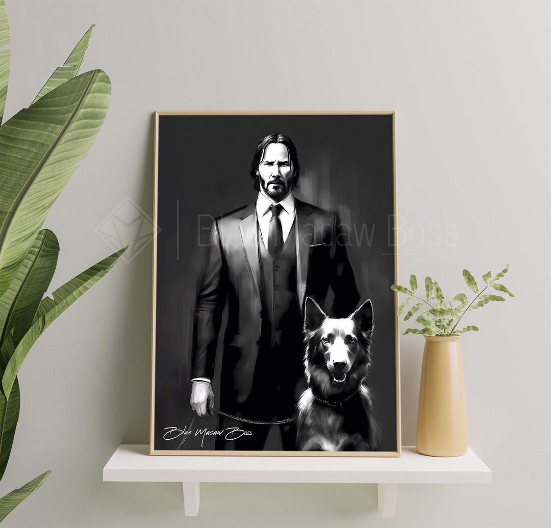 Keanu Reeves Portrait, Keanu Reeves With a Dog, Luxury Portrait, Keanu ...