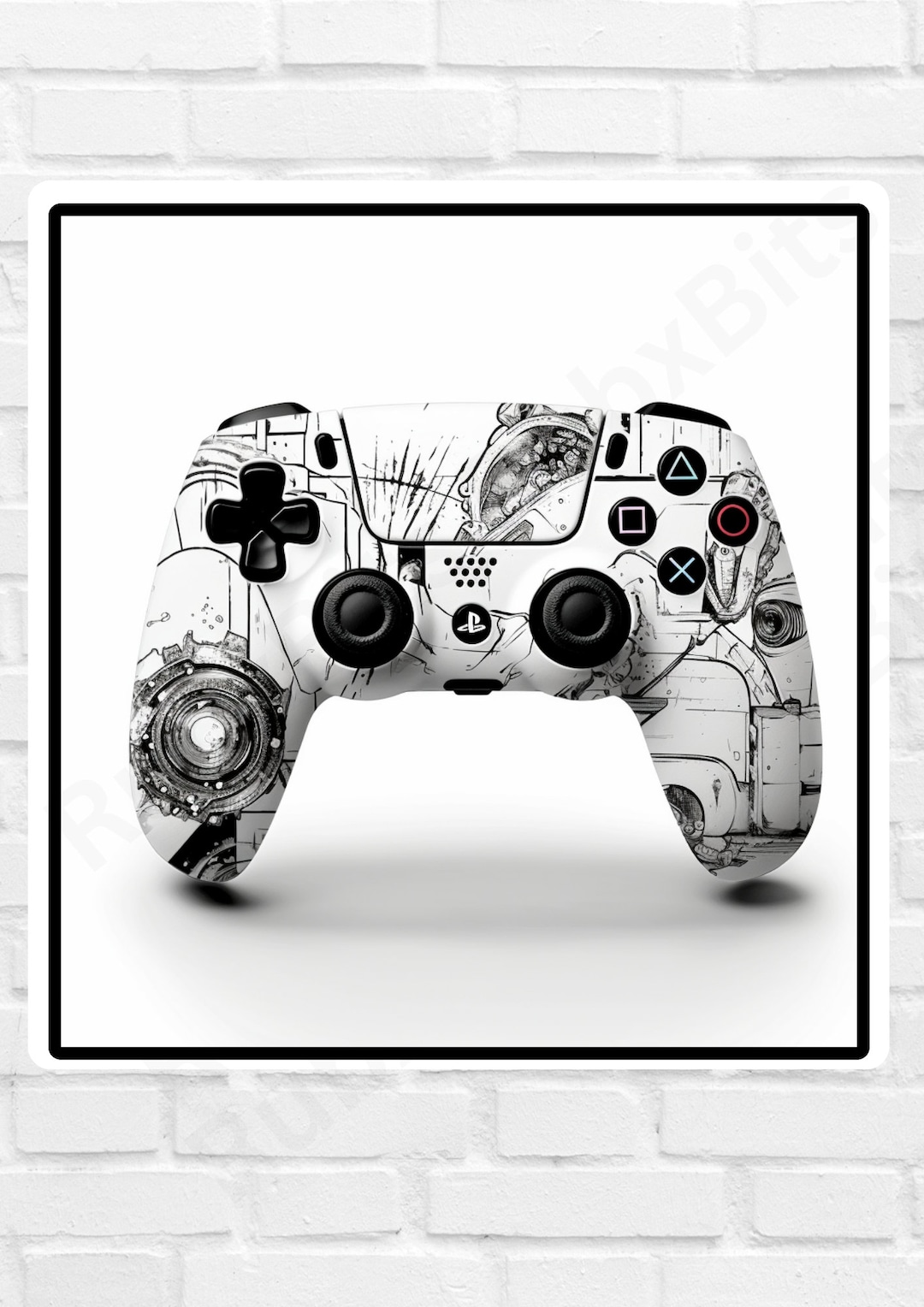 PS5 Controller Art PNG | Modern Black & White Gaming Wall Decor ...