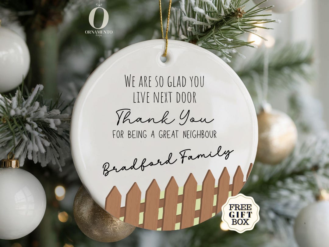Neighbour Thank You Personalized Christmas Keepsake Ornament, Custom ...