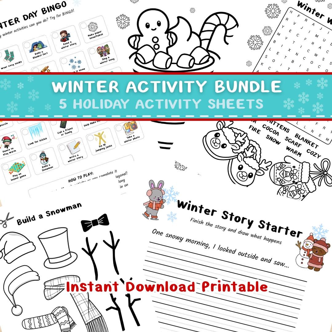Winter Activity Bundle for Kids | 5 Printable Sheets Ages 6 - 9 | NEW ...