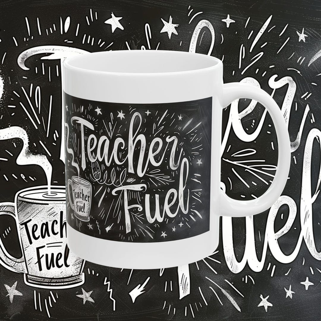 Teacher Fuel Mug | Funny Chalkboard Coffee Cup for Teachers, Educator ...