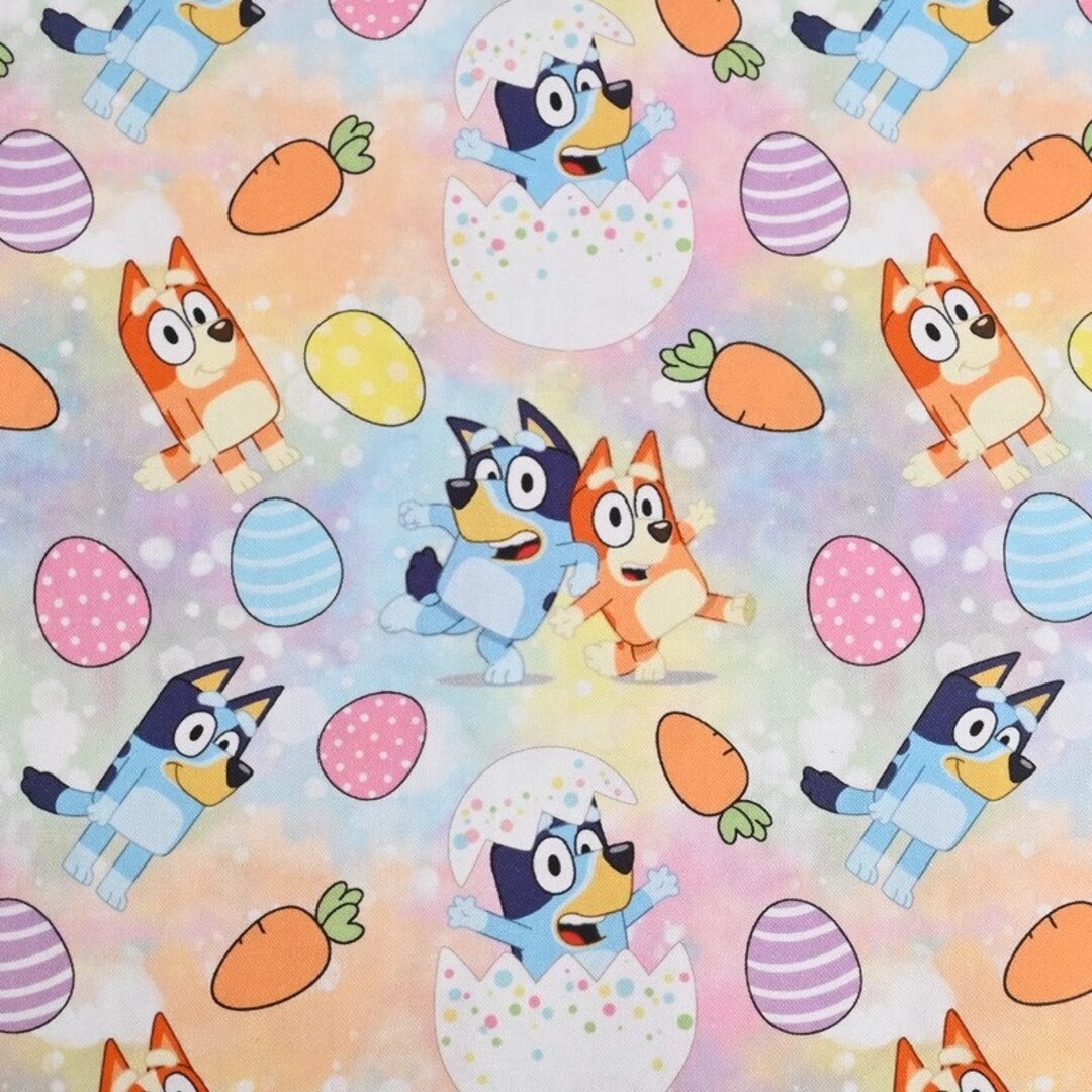 Bluey Fabric Blue Dog Fabric Pure Cotton Cartoon Cotton Fabric by the ...