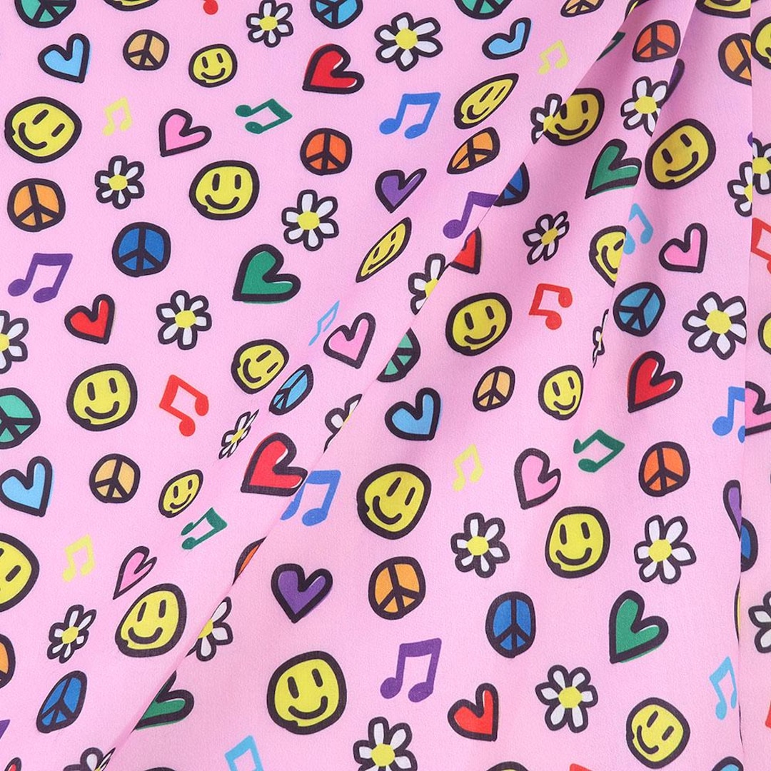 Smile Face Fabric Smiley Face Fabric Peace Emoji Fabric Polyester ...