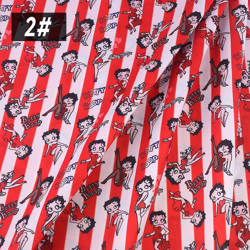 Betty Boop Fabric Classic Cartoon Betty Boop Fabric Polyester Cotton ...