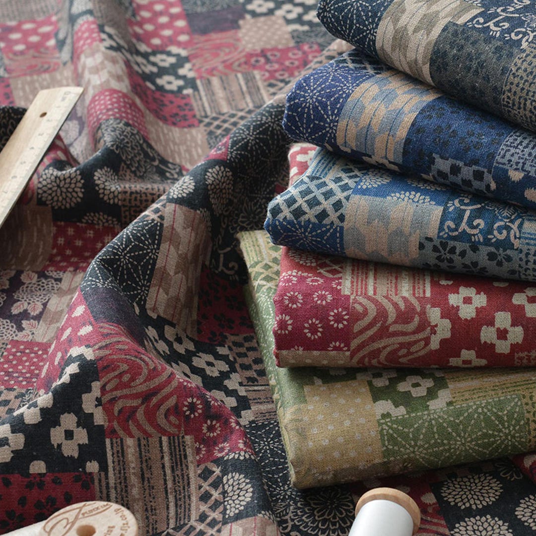Japanese Pattern Fabric Cotton Linen Fabric Linen Fabric by the Half ...