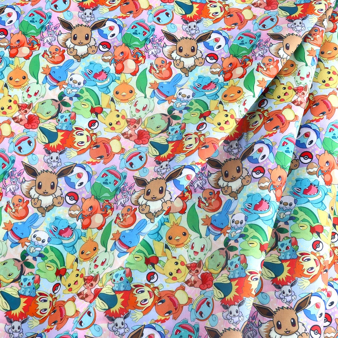 Pikachu Fabric Pokemon Fabric Polyester Cotton Fabric Anime Cartoon Fabric by the Half Yard - Etsy