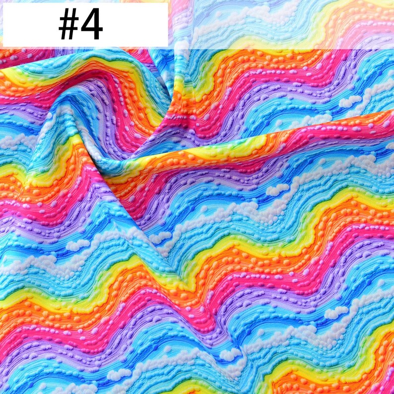 Rainbow Fabric Rainbow Color Fabric Faux Embroidery Rainbow Print ...