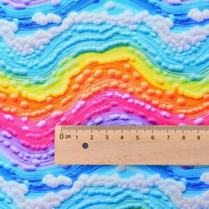 Rainbow Fabric Rainbow Color Fabric Faux Embroidery Rainbow Print ...