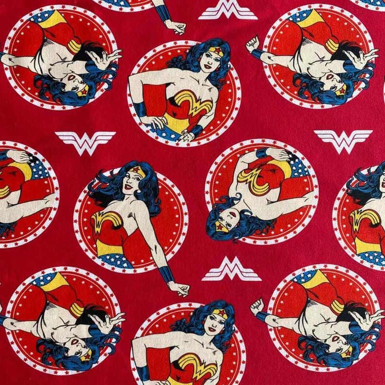 Wonder Woman Fabric 100% Cotton Fabric Cartoon Fabric by the Half Yard ...