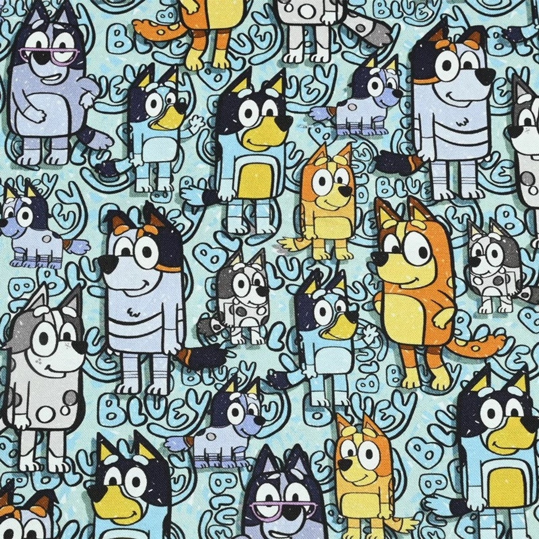 Bluey Fabric Blue Dog Fabric Pure Cotton Cartoon Cotton Fabric by the ...