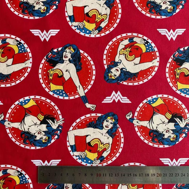 Wonder Woman Fabric 100% Cotton Fabric Cartoon Fabric by the Half Yard ...