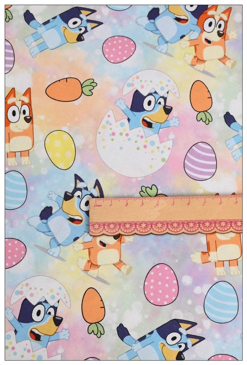 Bluey Fabric Blue Dog Fabric Pure Cotton Cartoon Cotton Fabric by the ...
