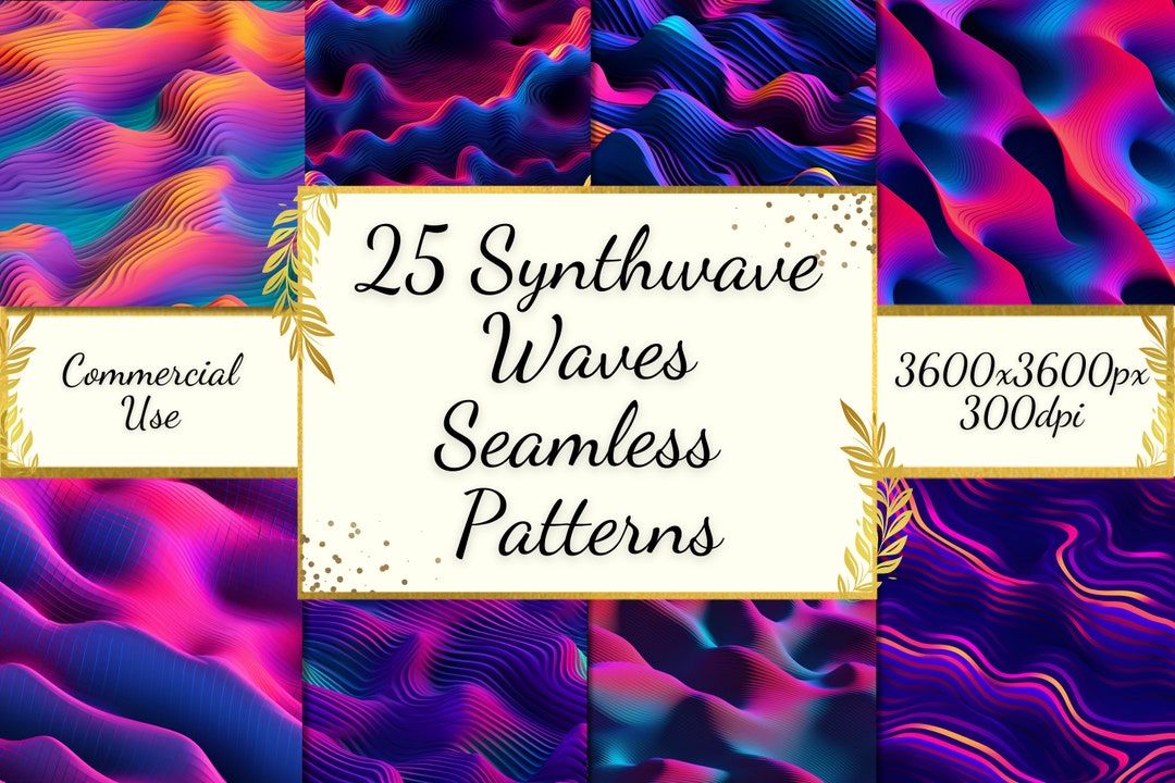 25 3D Synthwave Waves Seamless Patterns for Tumbler - Etsy