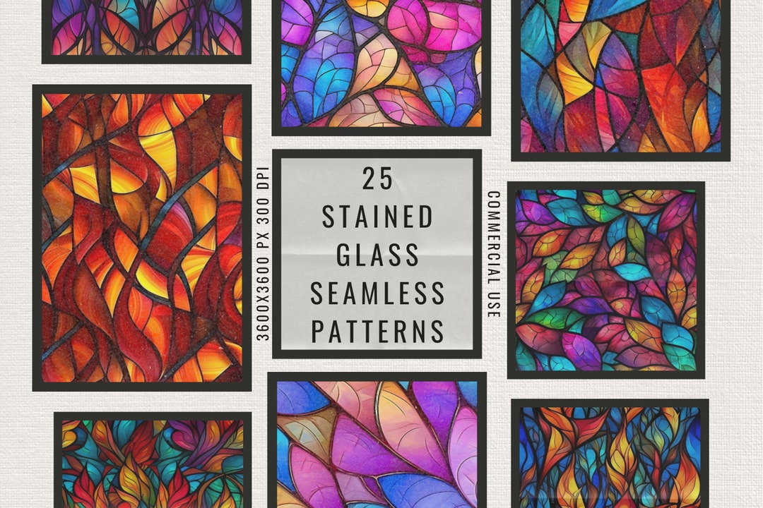 Stained Glass Digital Paper Seamless Paper Vintage Radiant Textures ...
