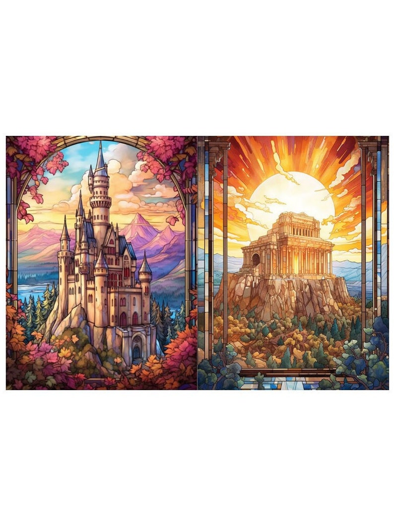 20 World Buildings Stained Glass Digital Art Stained Glass - Etsy