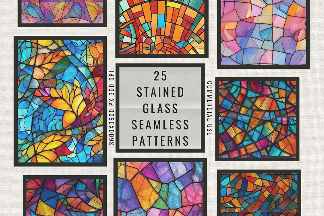 Stained Glass Digital Paper Seamless Paper Vintage Radiant Textures ...