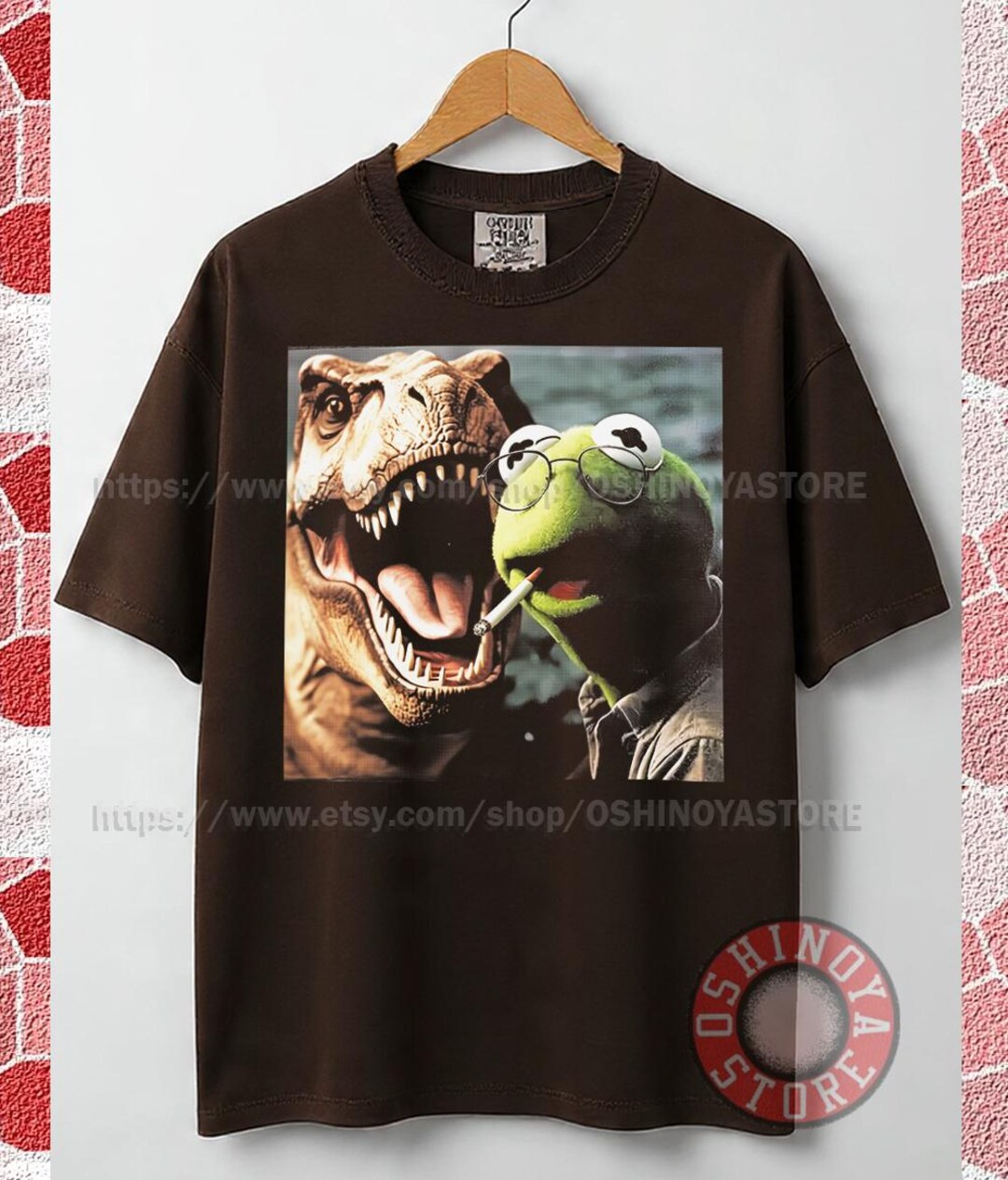Vintage Dark Humor Shirt, Smoking Frog Meme Tee, Dinosaur Attack Parody ...