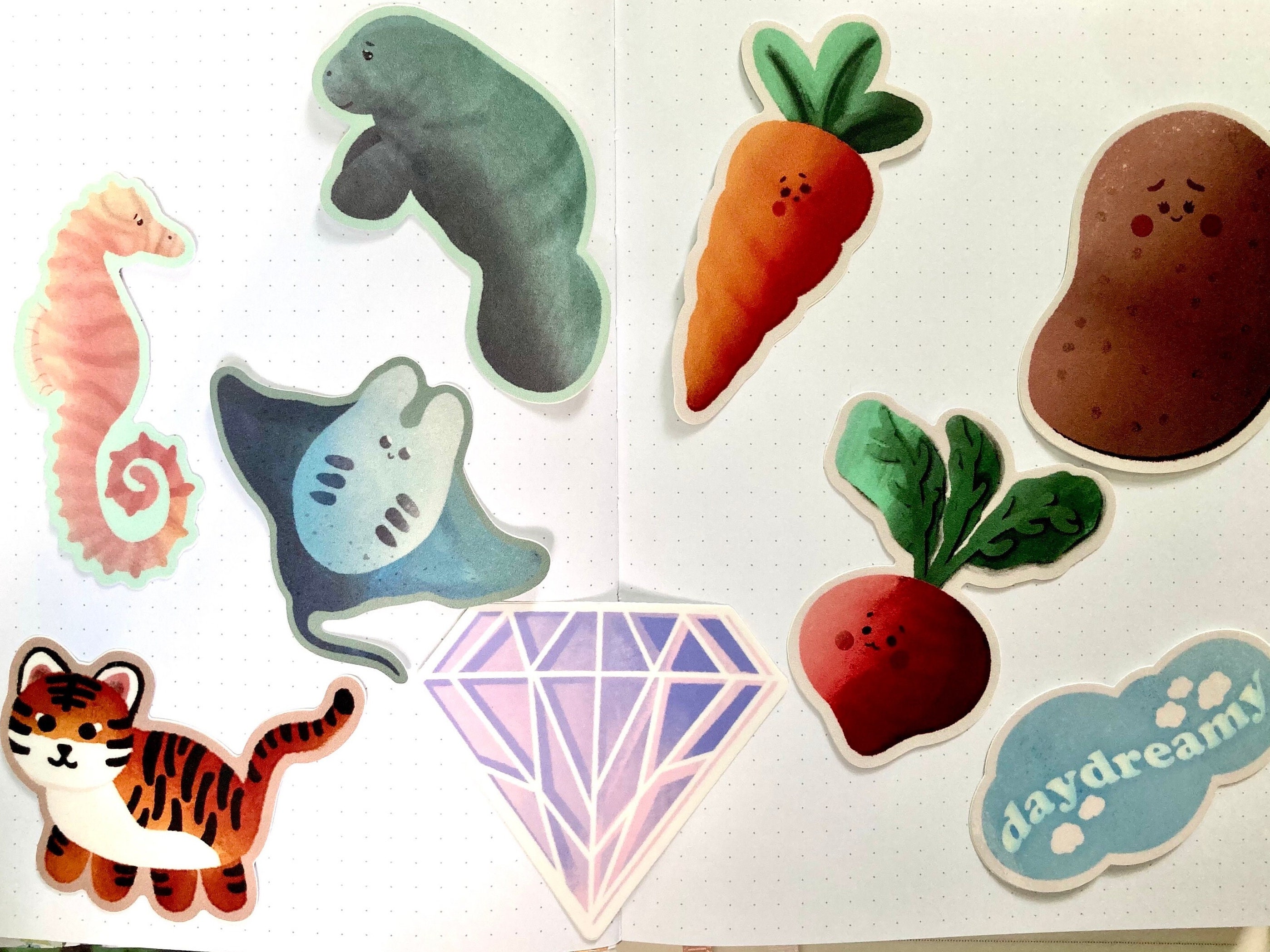 Cute Veggie Stickers Vegetable Sticker Radish Sticker Carrot Sticker ...